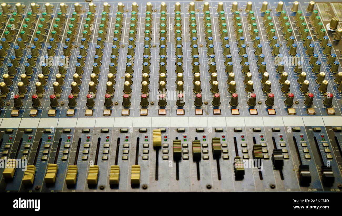 Control panel of a sound mixer equipment Stock Photo - Alamy