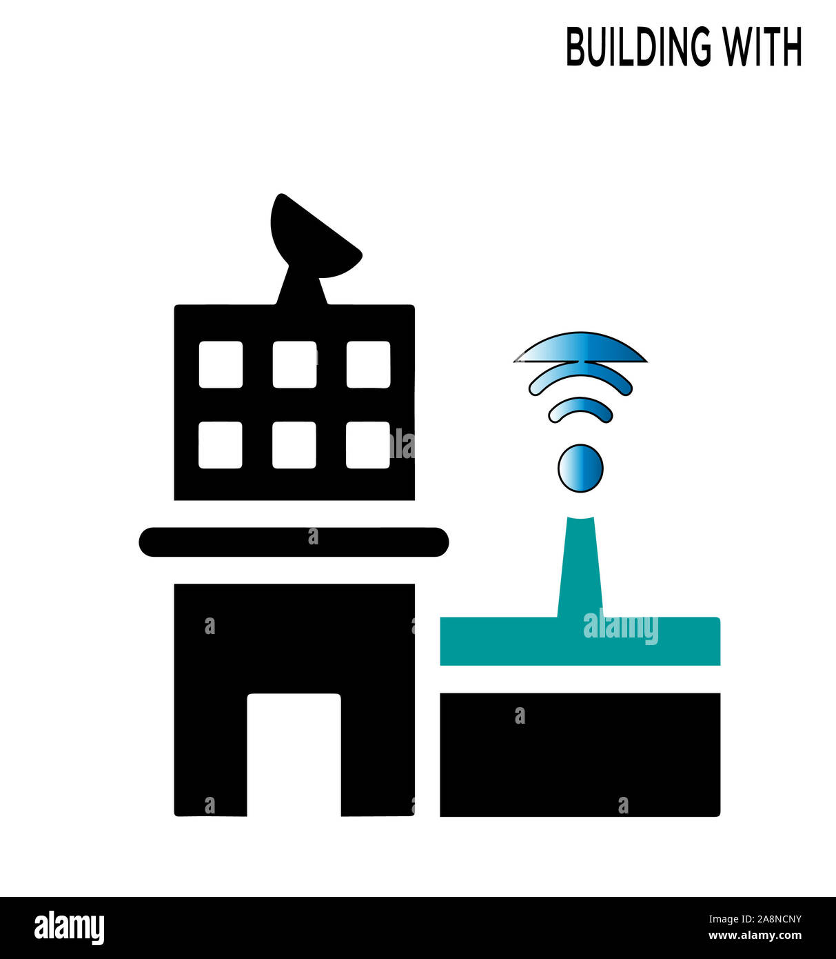 Building broadcasting antenna editable icon Stock Photo - Alamy