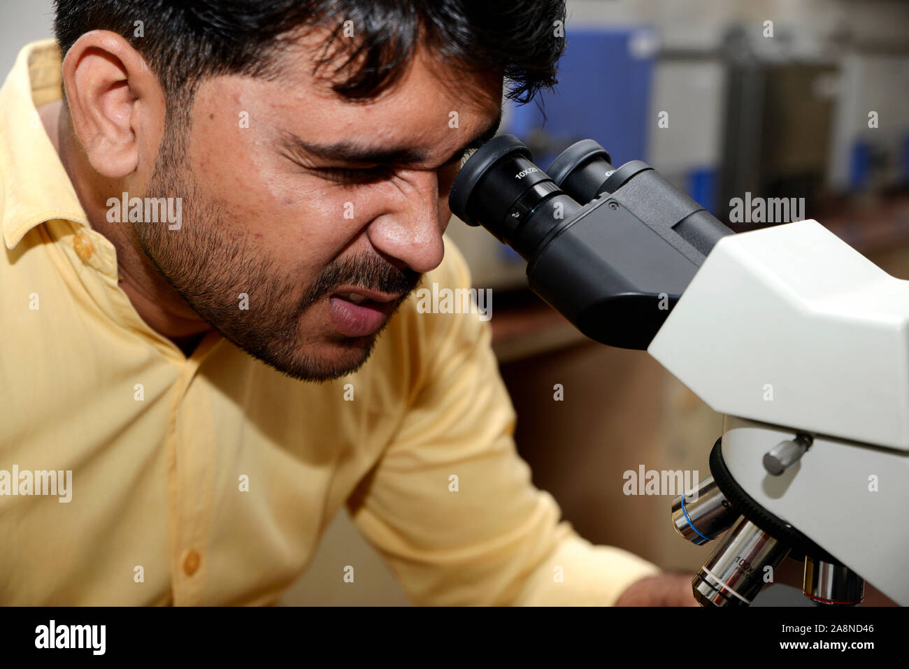 Student working with Microscope Stock Photo - Alamy