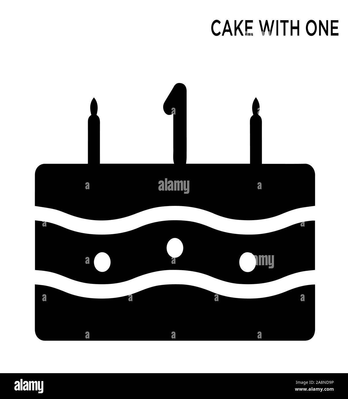 Cake one candle editable icon Stock Photo - Alamy