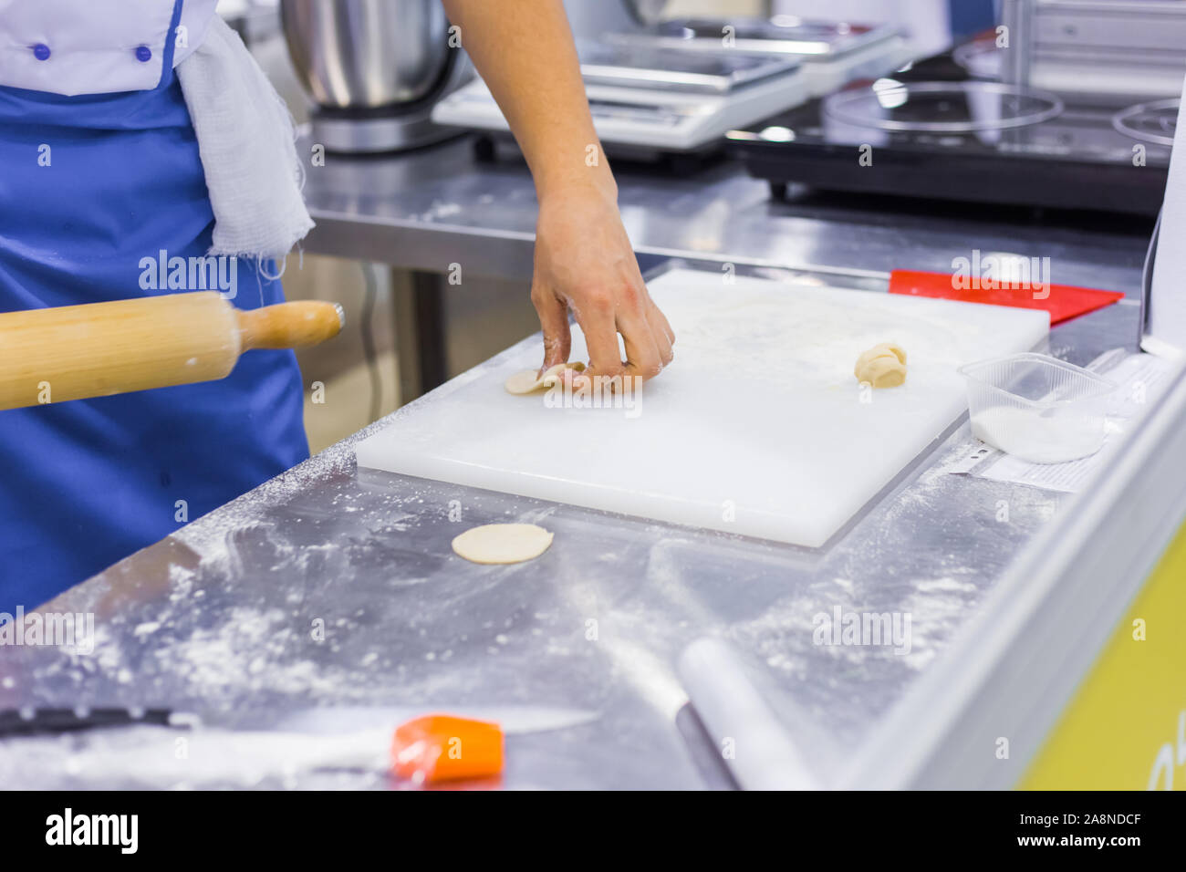 Process of preparing dough at bakery, restaurant Stock Photo - Alamy