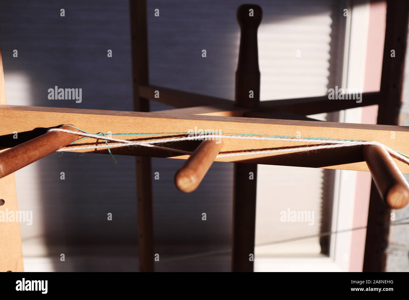 the first few passes of the warp cross while just starting to wind the ...