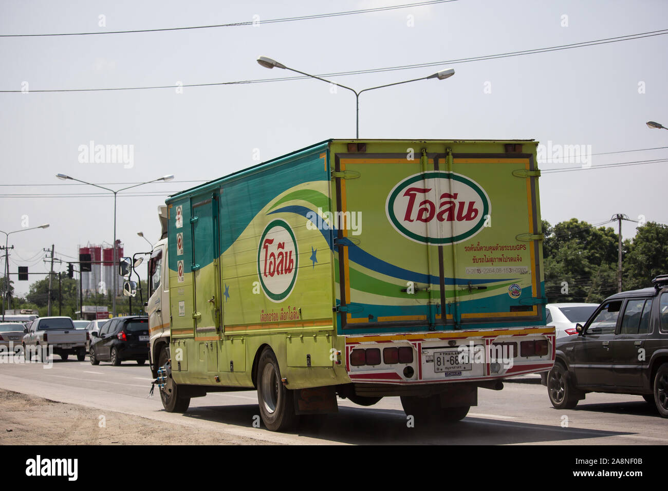 Chiangmai, Thailand - October 4 2019: Container truck of Oleen Oil ...