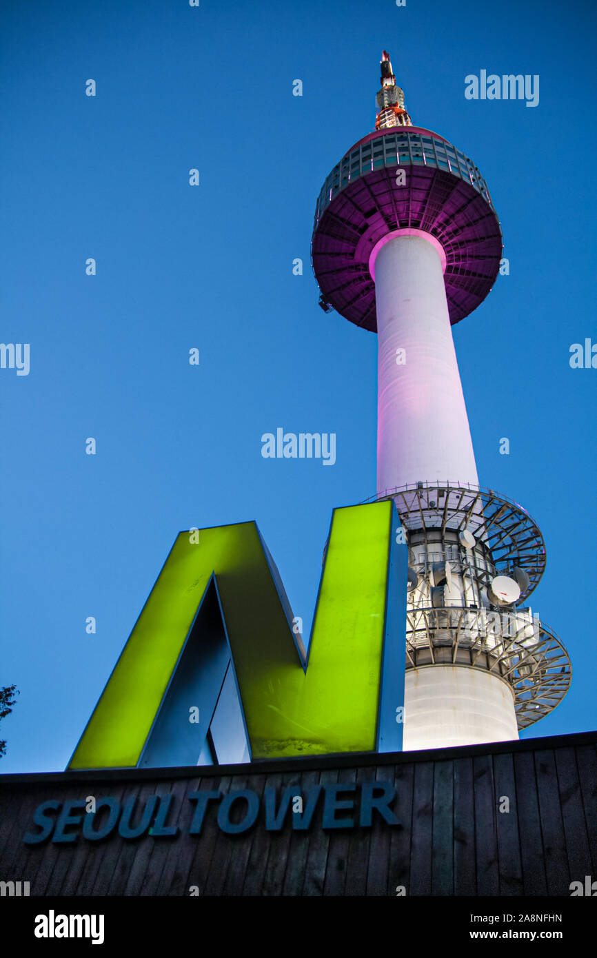N Seoul Tower marks the highest point in Seoul Stock Photo - Alamy