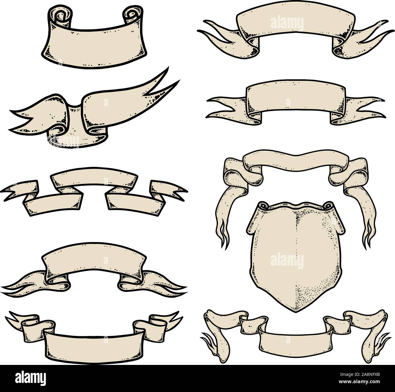 Vintage engraving ribbons. Design elements for poster, emblem, sign ...