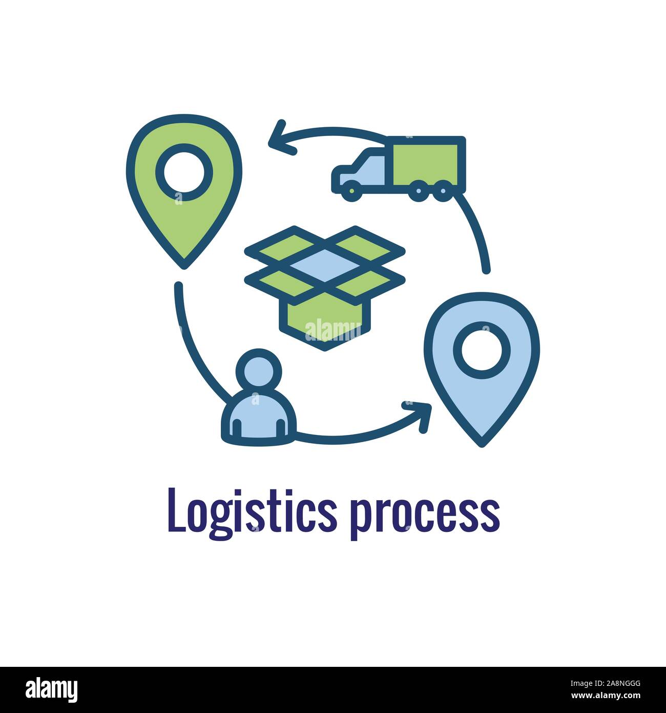 Logistics icon showing movement from 1 place to the next Stock Vector ...