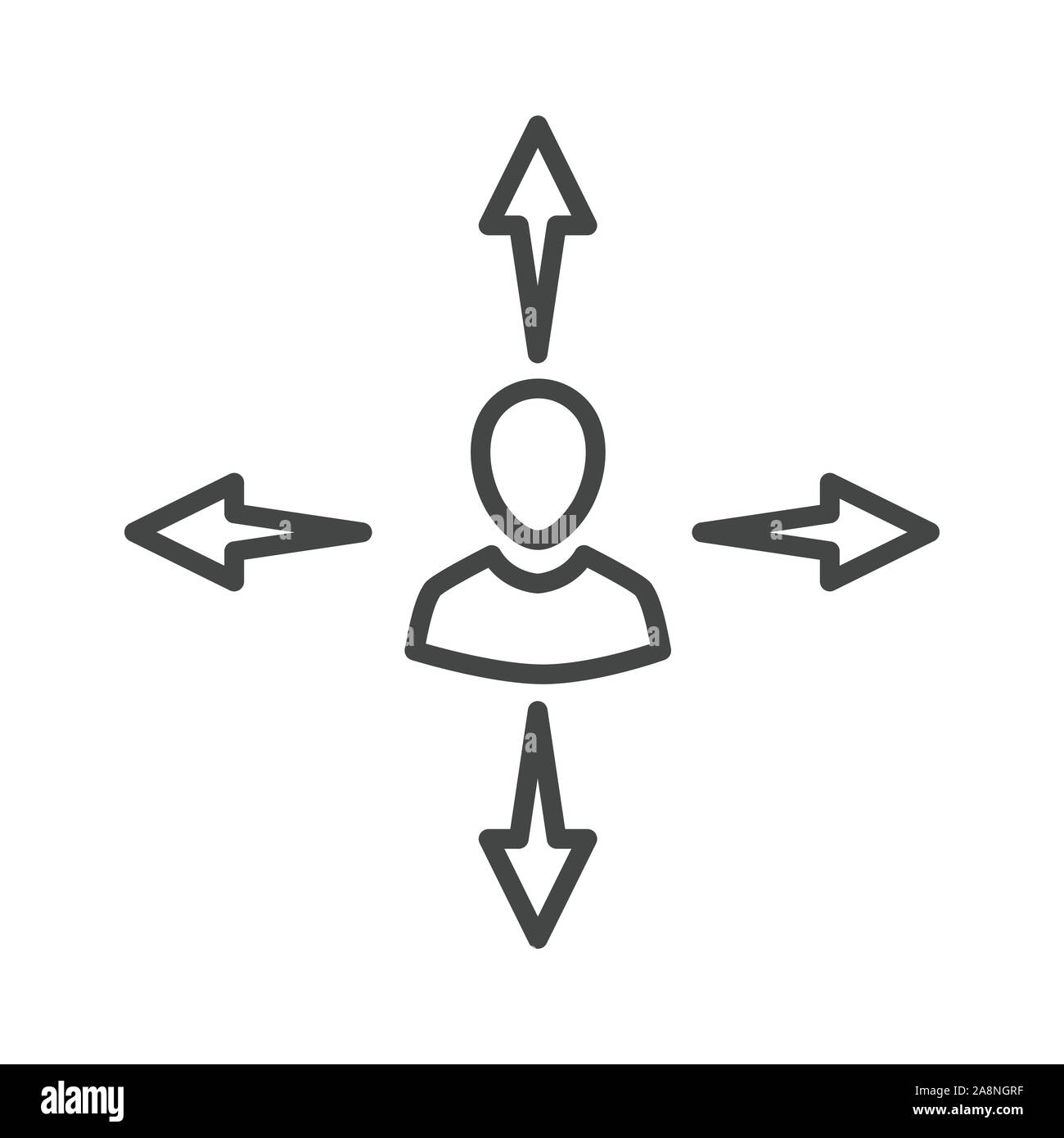 Arrow, directional way sign, with making a decision or choice icon ...