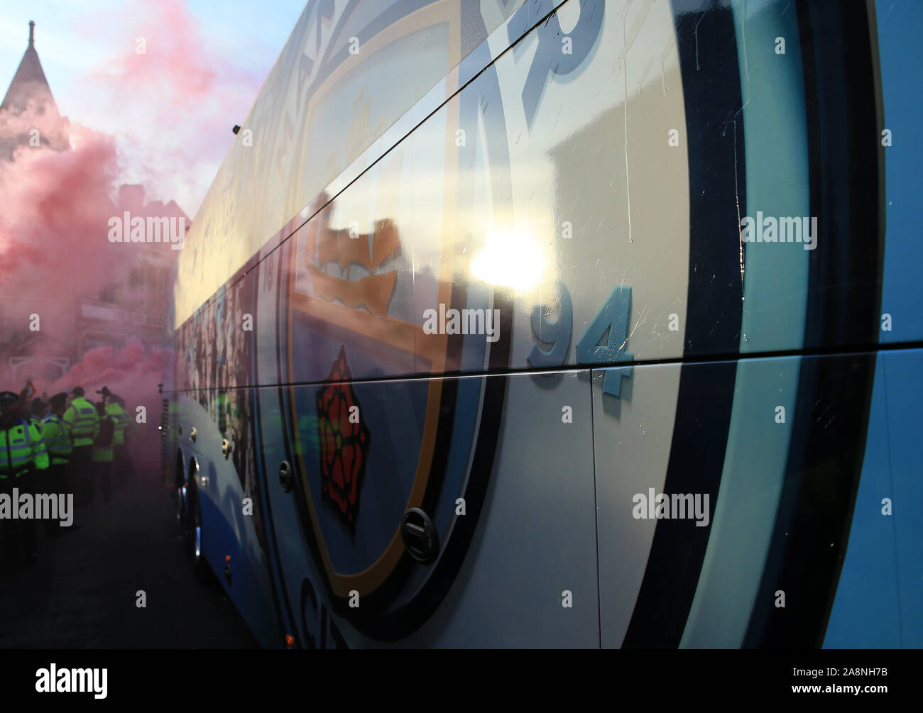 Manchester city team bus hi-res stock photography and images - Alamy