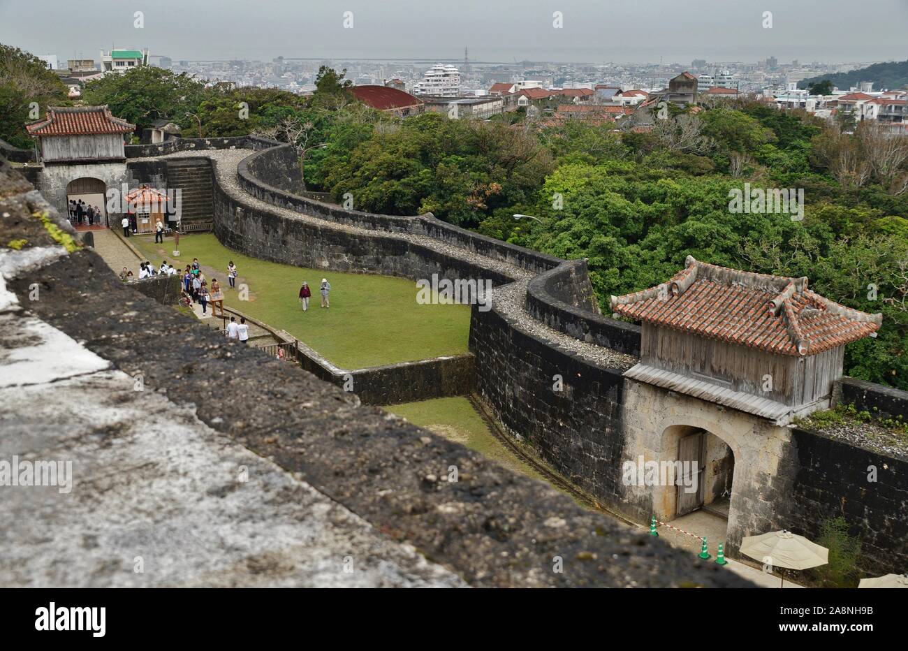 NAHA, JAPAN –OCT 2013- View of the Shuri Castle (shuri-jo), a landmark Ryukyu castle in Shuri ...