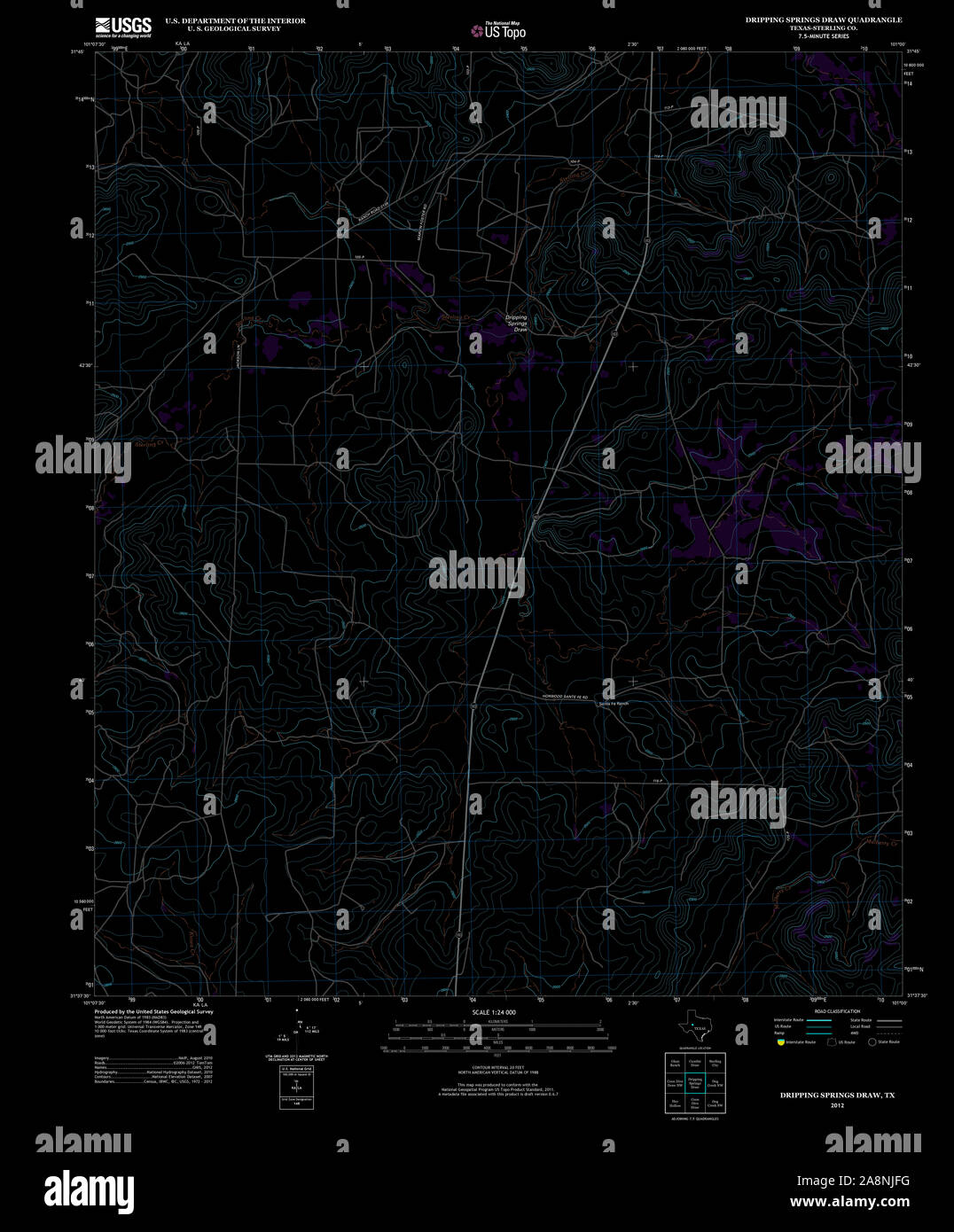 USGS TOPO Map Texas TX Dripping Springs Draw 20121220 TM Inverted ...