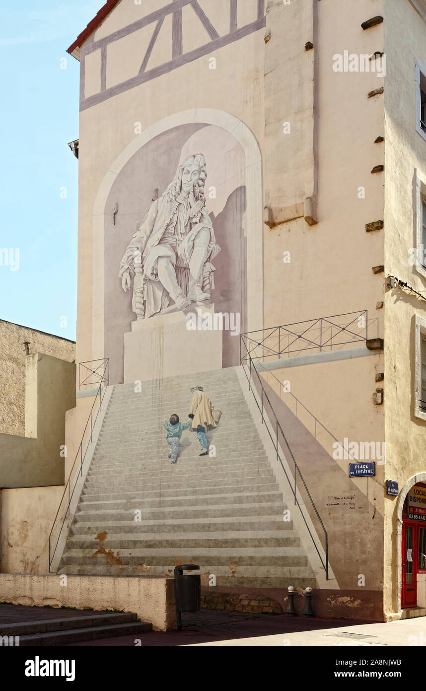 trump l'oeil painting, Moliere, mother and son climbing steps, public ...