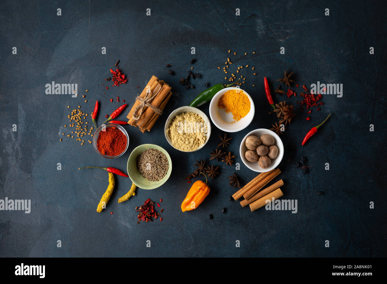 Aroma and colorful spice and seasoning top view Stock Photo - Alamy
