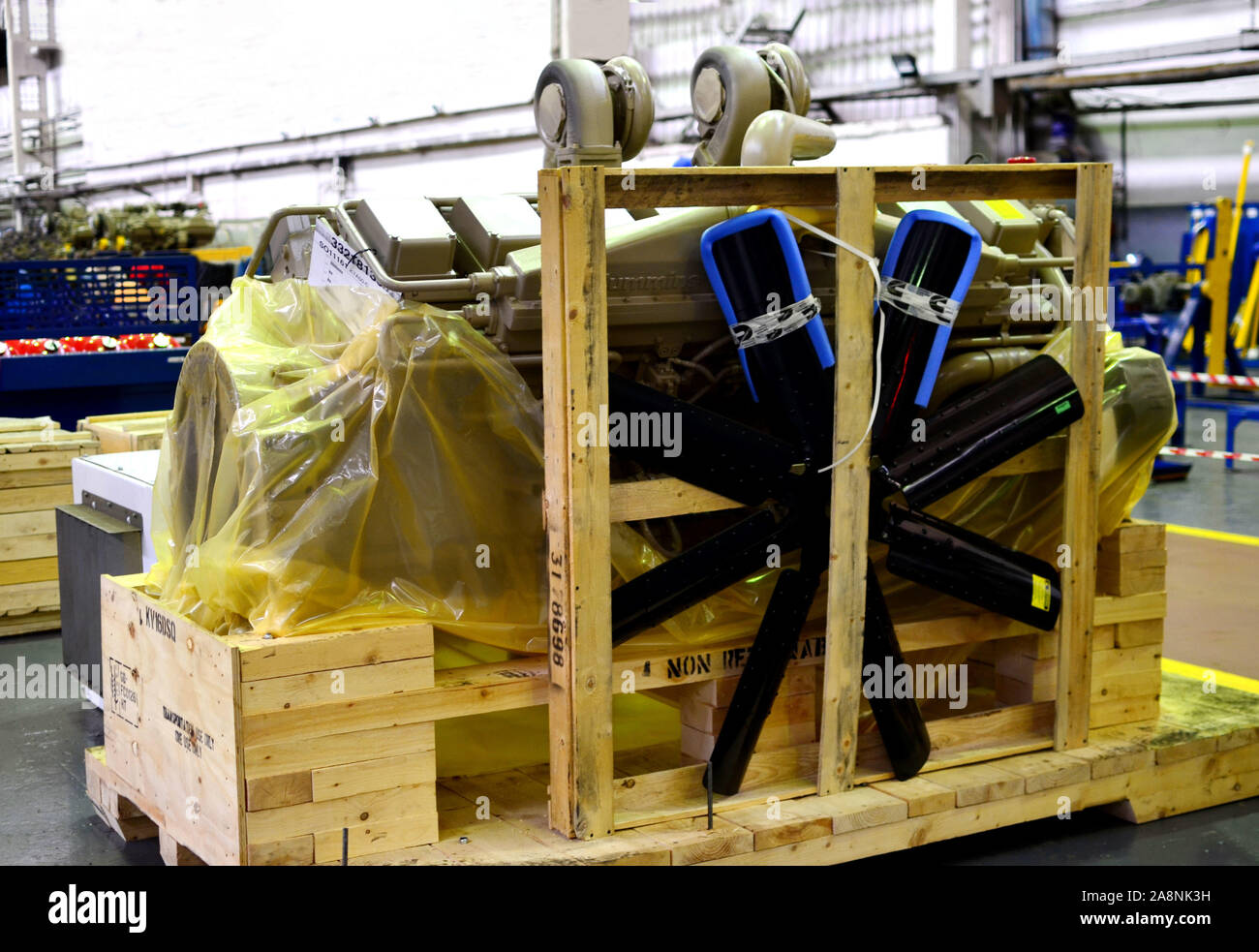 Belarus, Zhodino region, Belaz plant 28.09.2019: Diesel engine Сummins ...