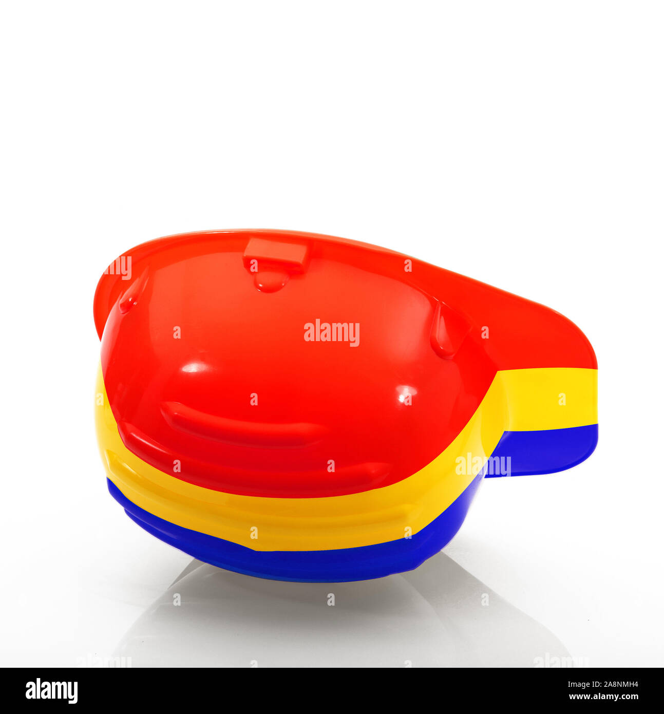 romanian safety helmet on white background Stock Photo - Alamy