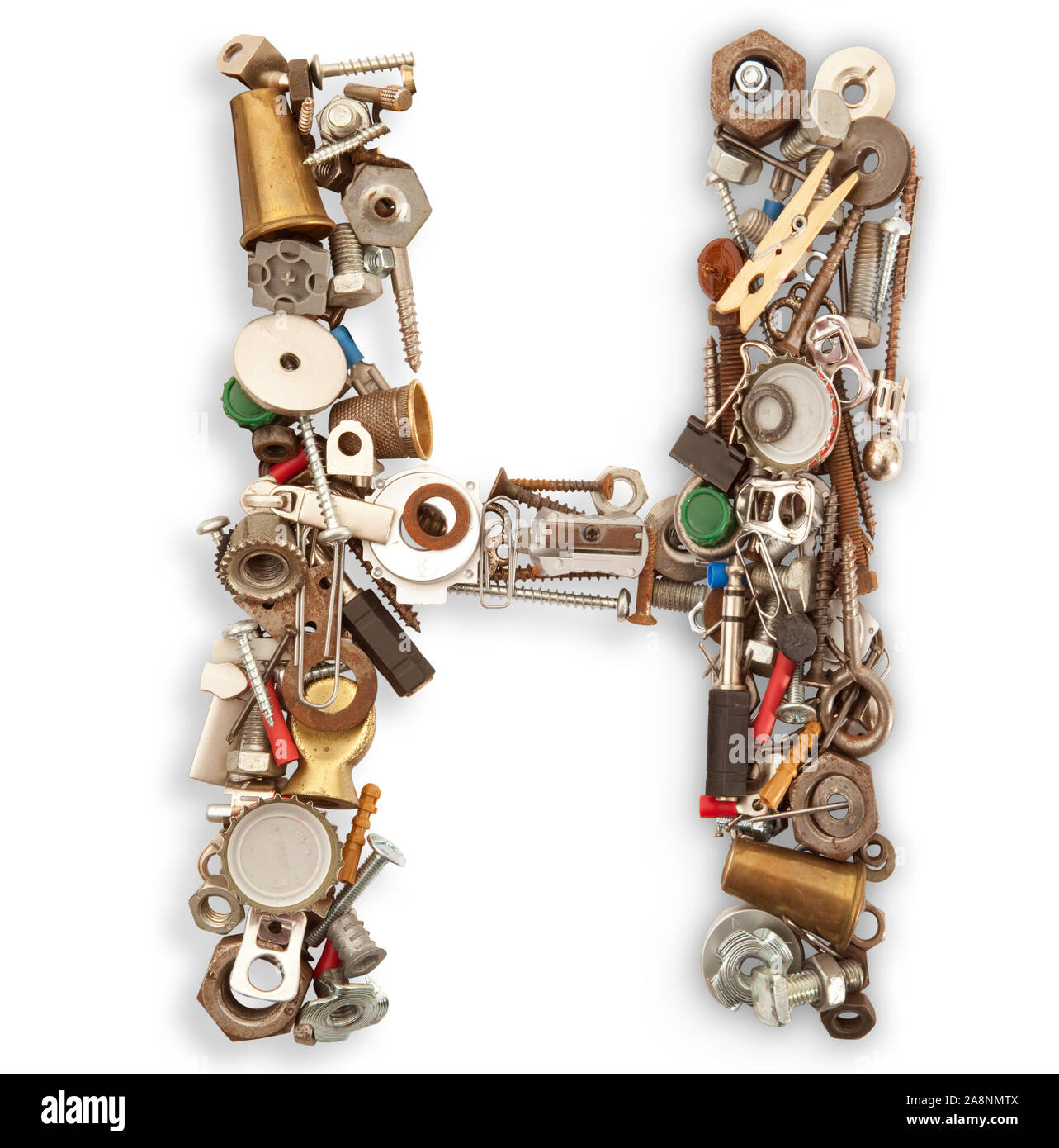 H isolated mechanical letter on white background Stock Photo - Alamy