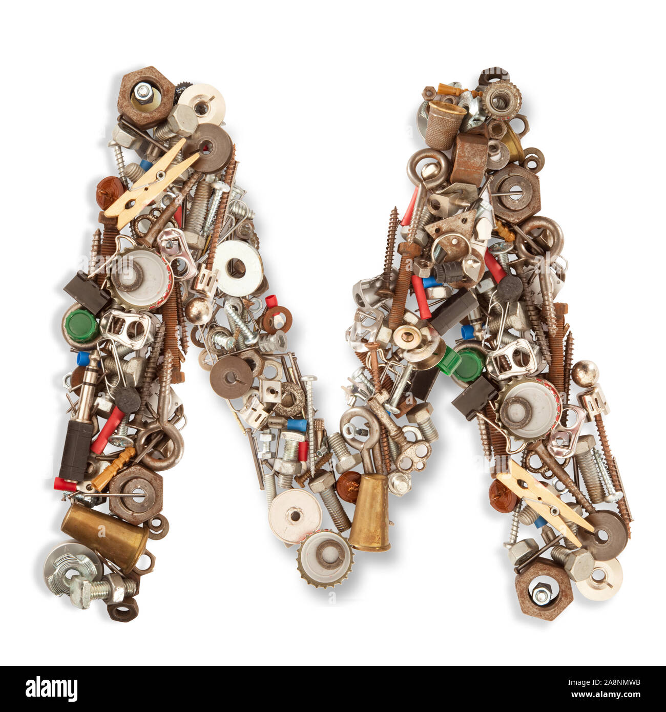 M isolated mechanical letter on white background Stock Photo - Alamy