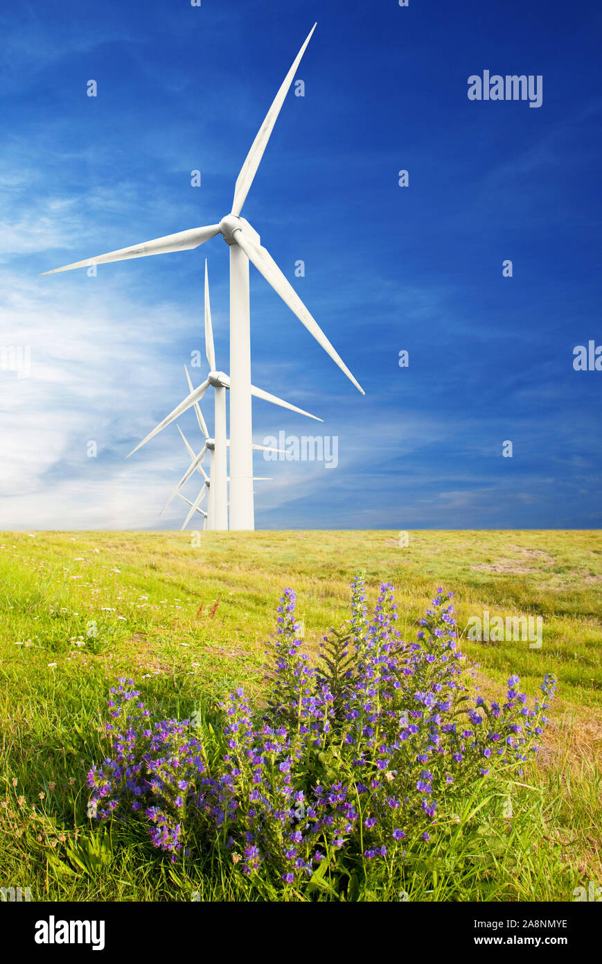 wind turbine on country background Stock Photo - Alamy