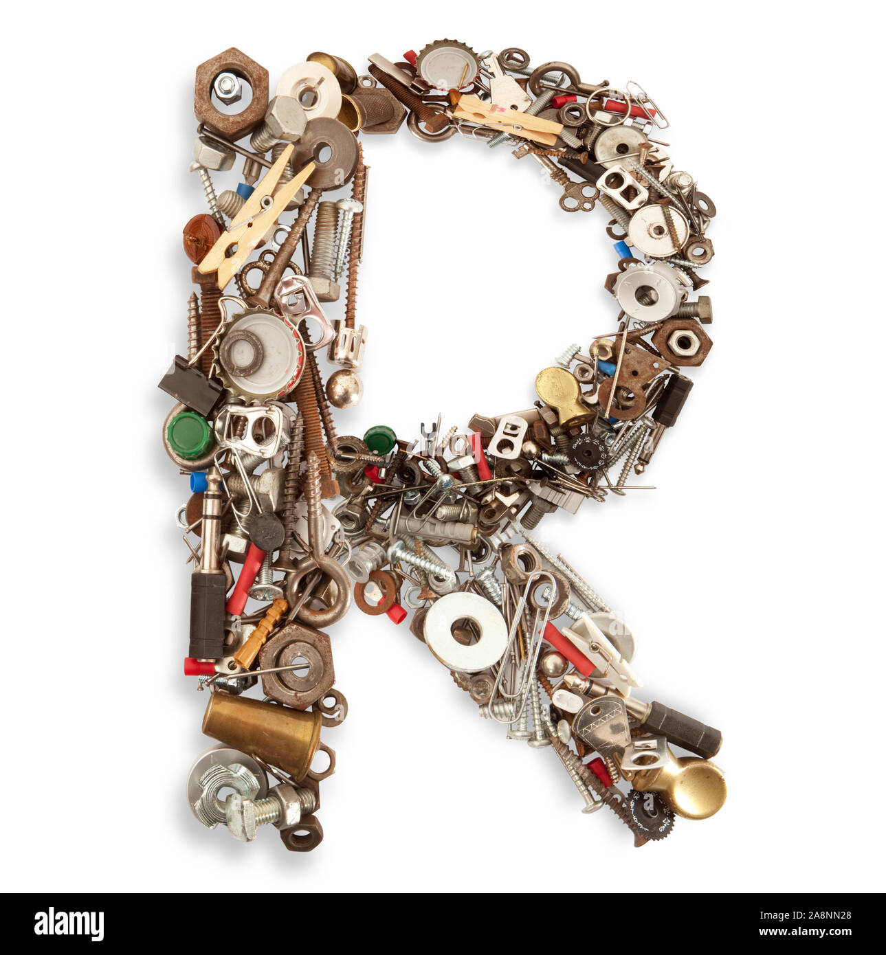 R isolated mechanical letter on white background Stock Photo - Alamy