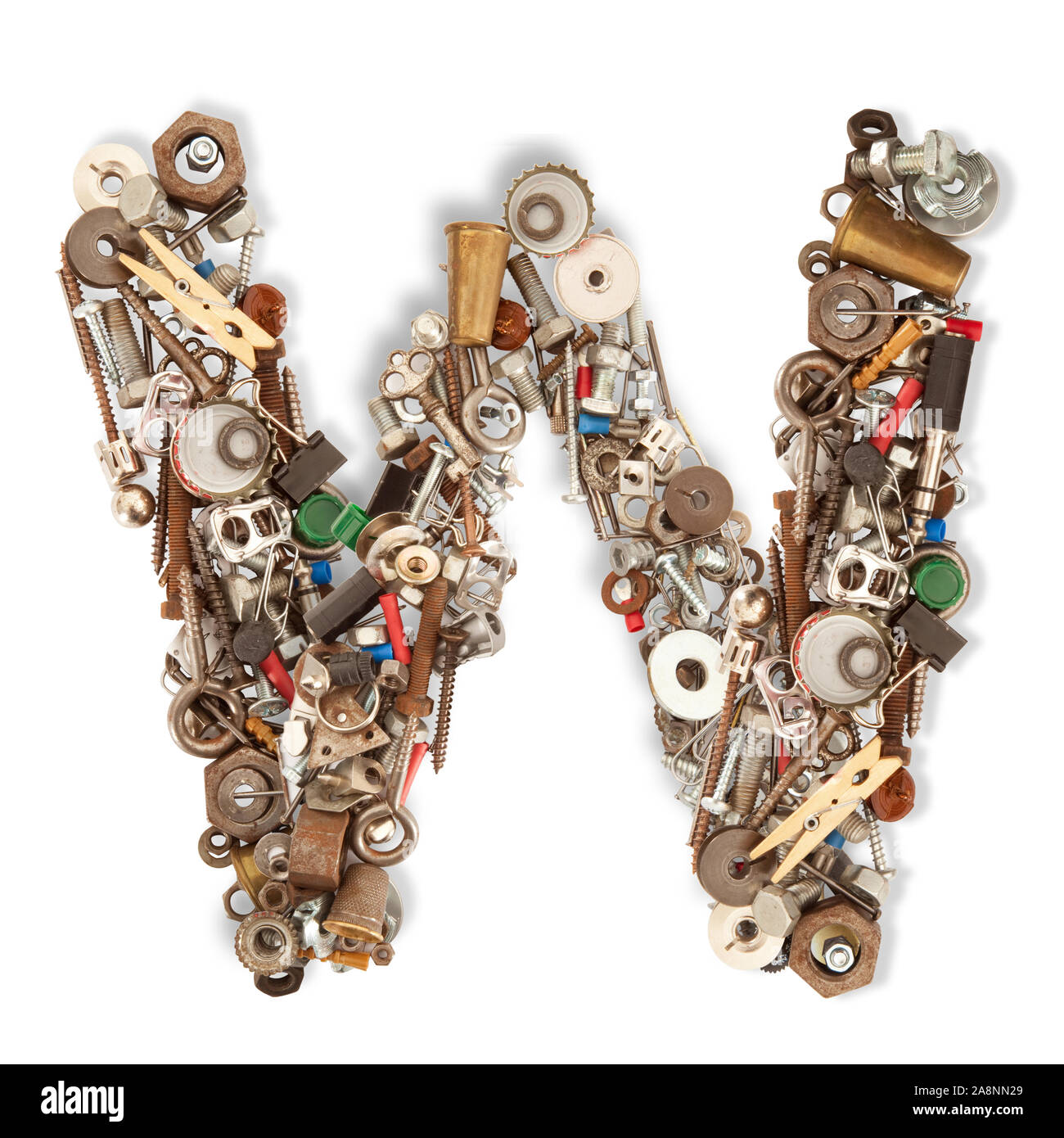 W isolated mechanical letter on white background Stock Photo - Alamy