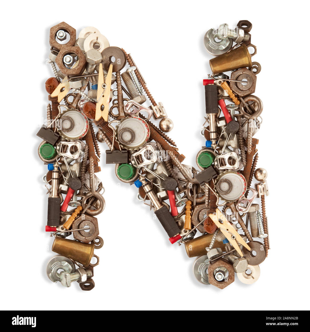N isolated mechanical letter on white background Stock Photo - Alamy
