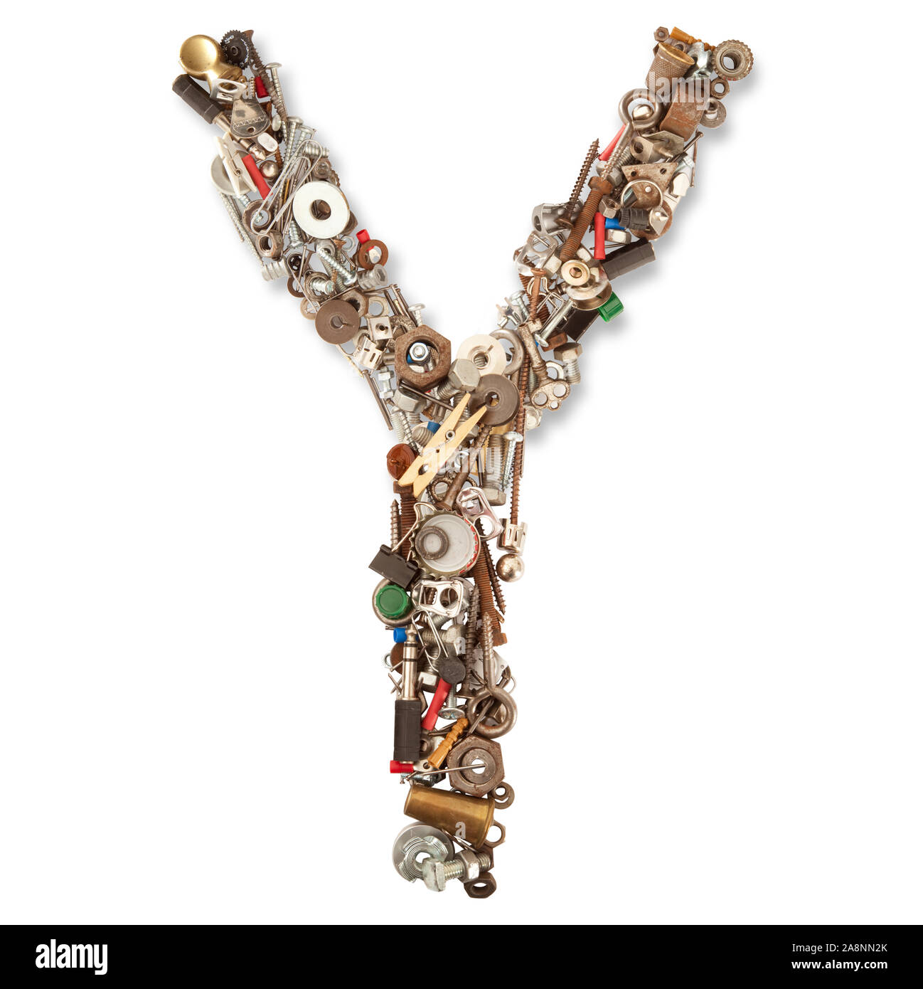 Y isolated mechanical letter on white background Stock Photo - Alamy