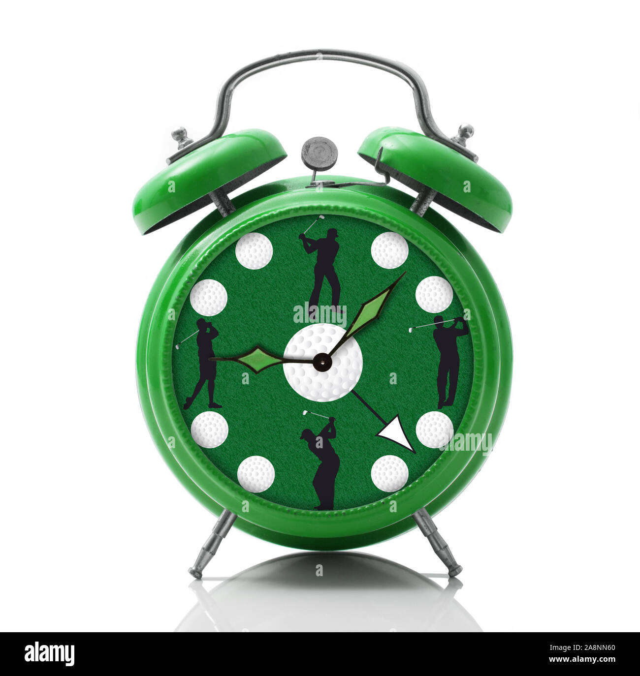 isolated alarm clock with golf dial on white background Stock Photo - Alamy