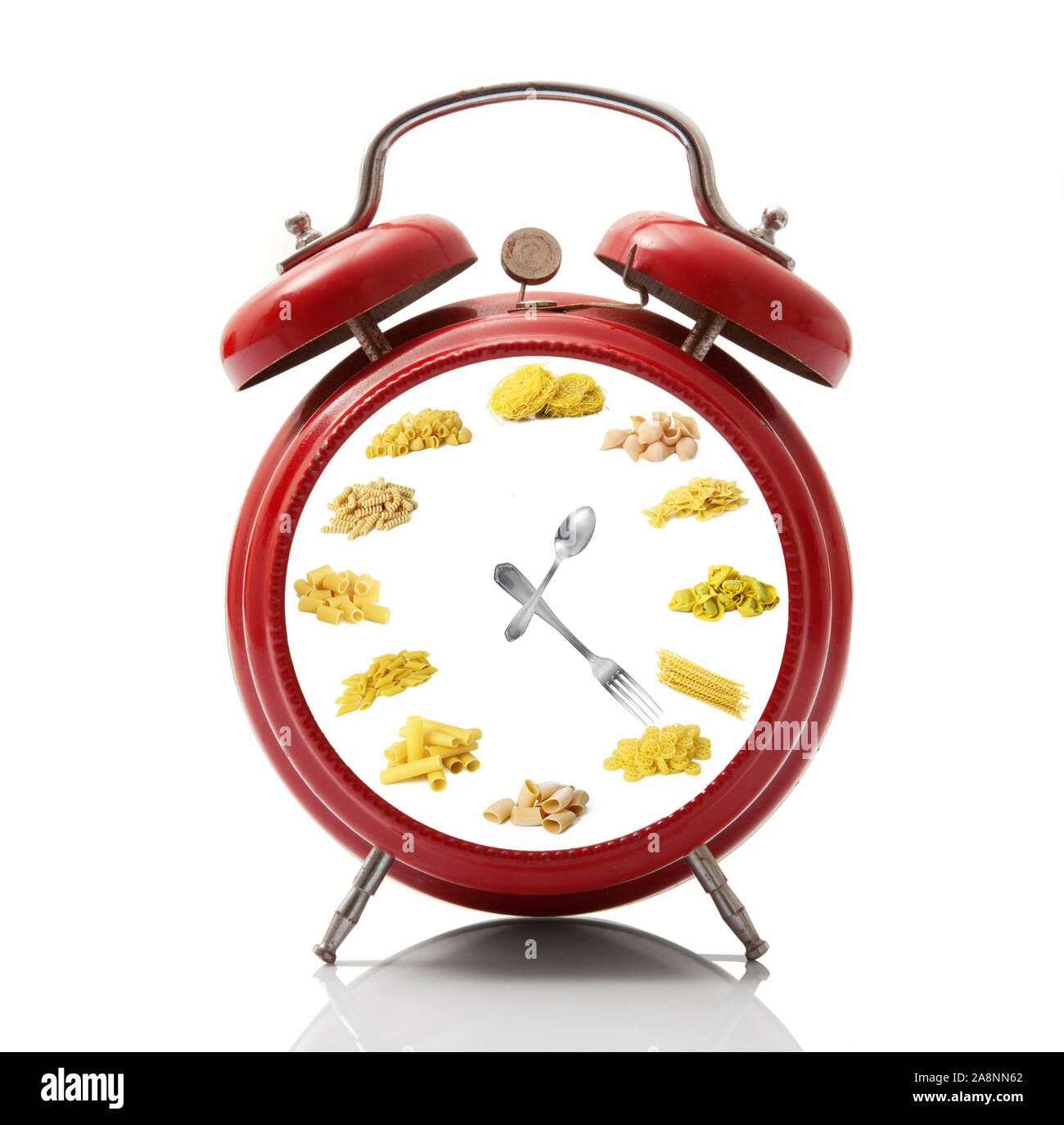 isolated alarm clock with pasta dial on white background Stock Photo ...