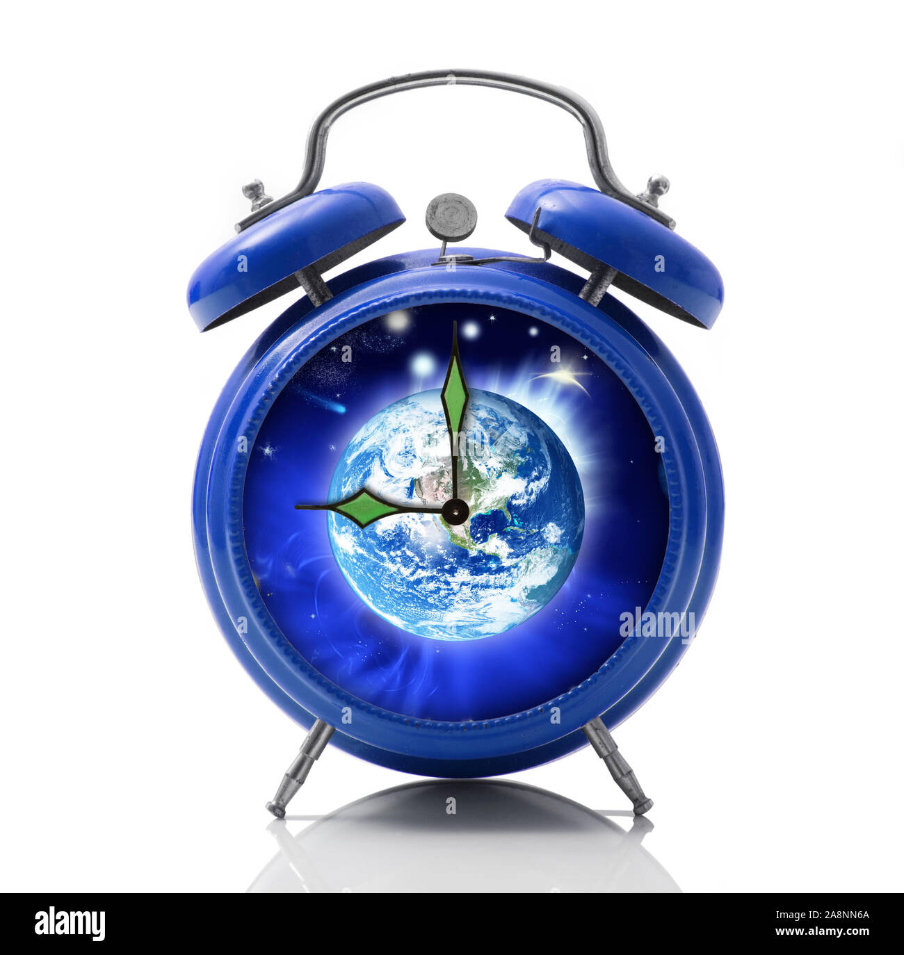 isolated alarm clock with Earth dial on white background Stock Photo ...