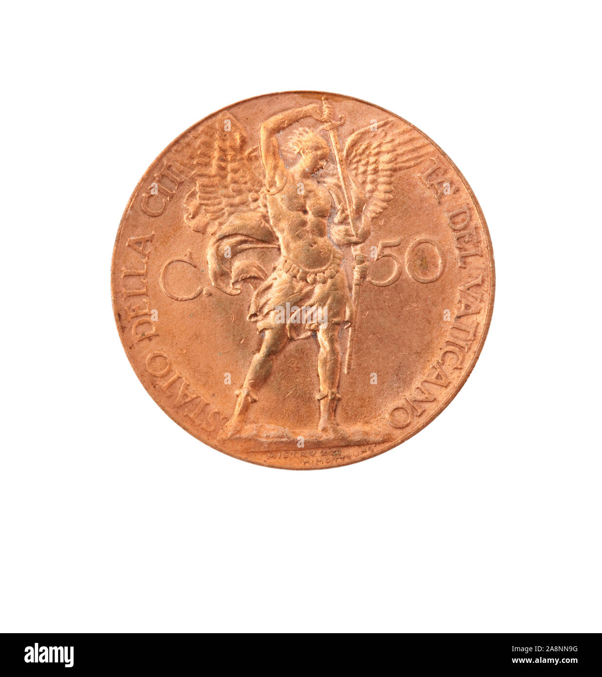 vintage metal coin on white background Stock Photo - Alamy