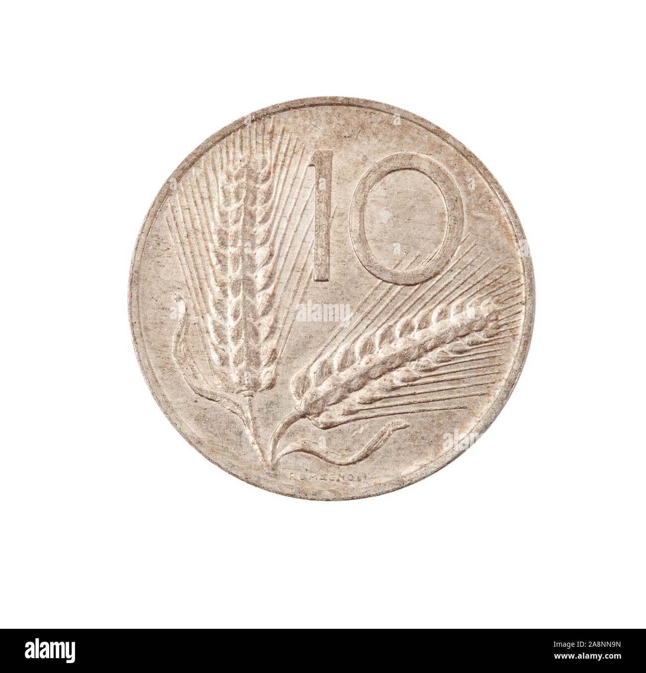 vintage metal coin on white background Stock Photo - Alamy