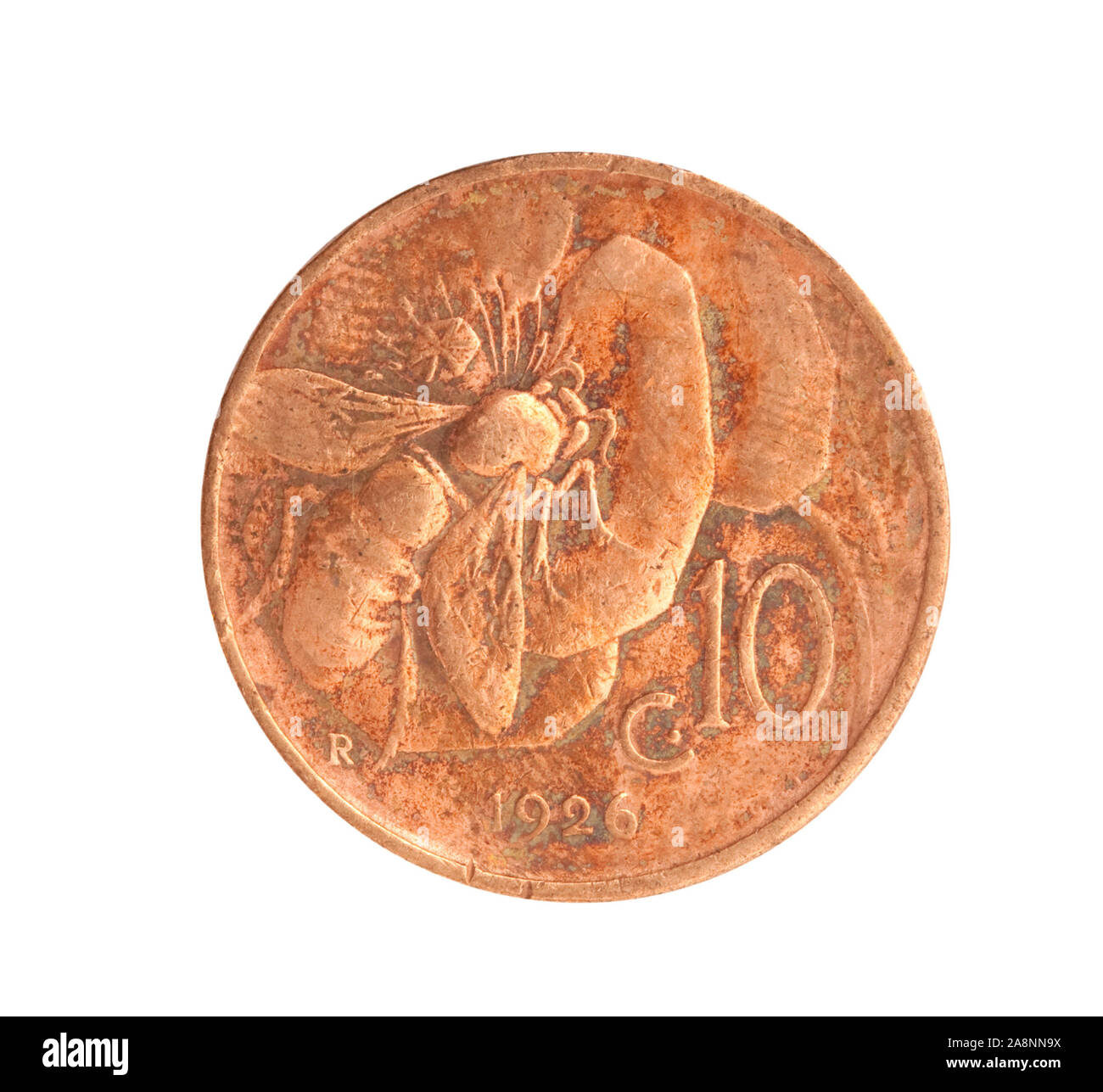 vintage metal coin on white background Stock Photo - Alamy