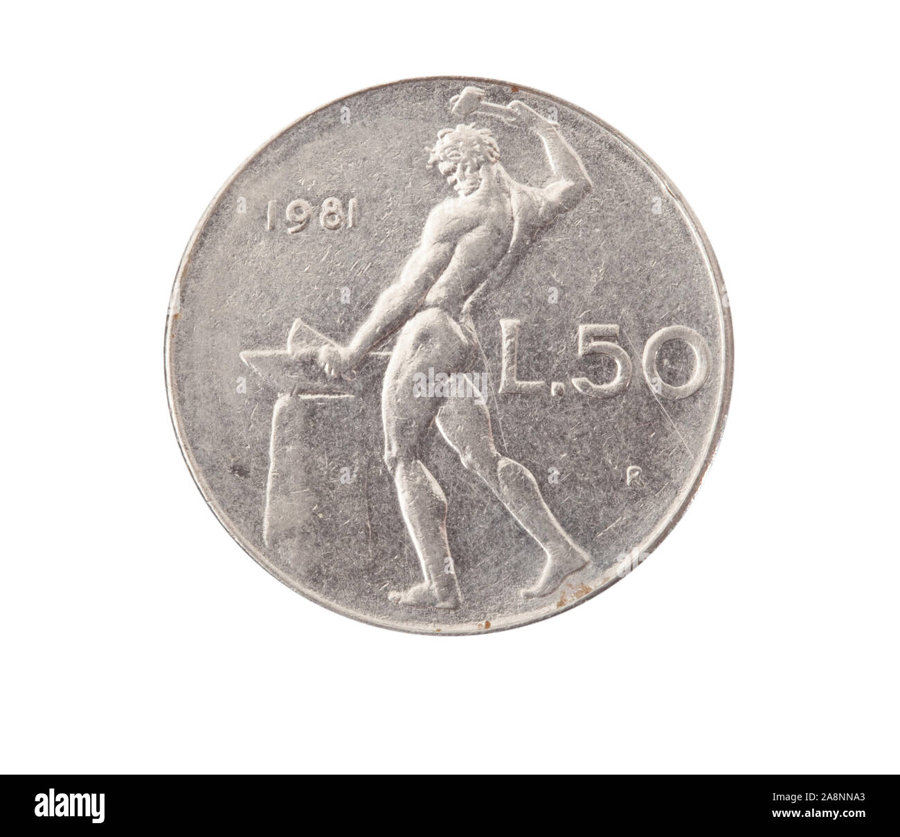 vintage metal coin on white background Stock Photo - Alamy