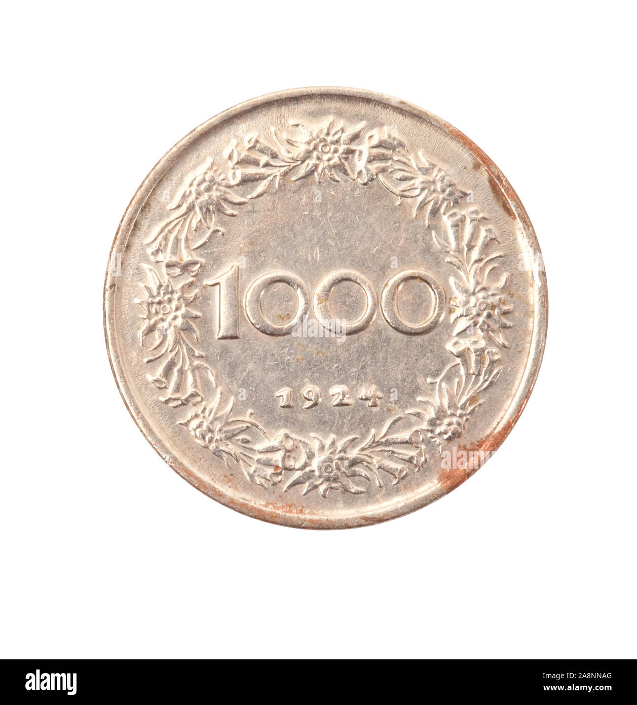 vintage metal coin on white background Stock Photo - Alamy