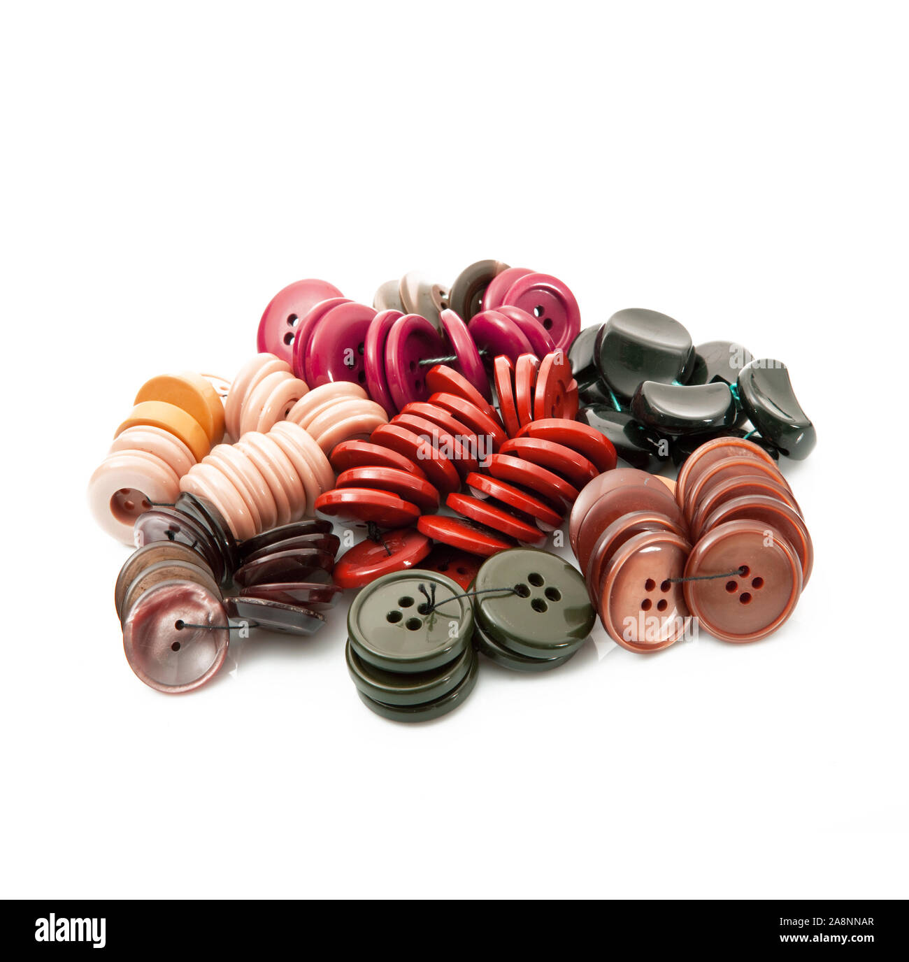 Collection of buttons on white background Stock Photo - Alamy