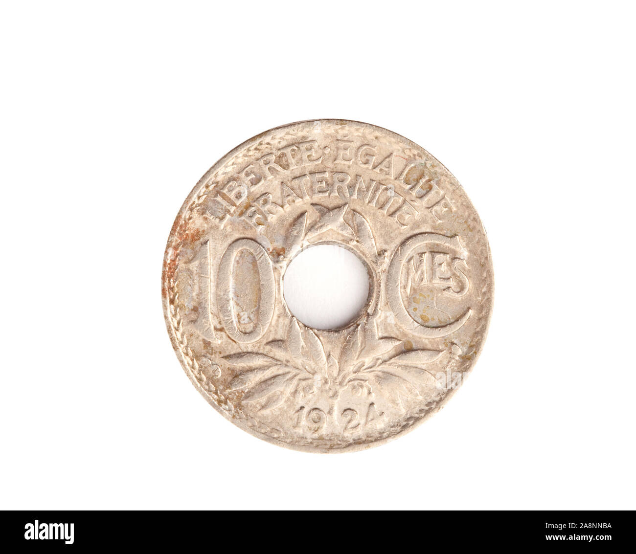 vintage metal coin on white background Stock Photo - Alamy