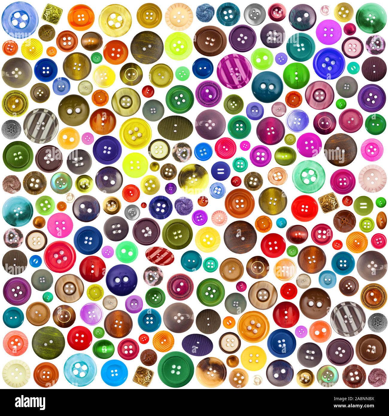 Collection of buttons on white background Stock Photo - Alamy