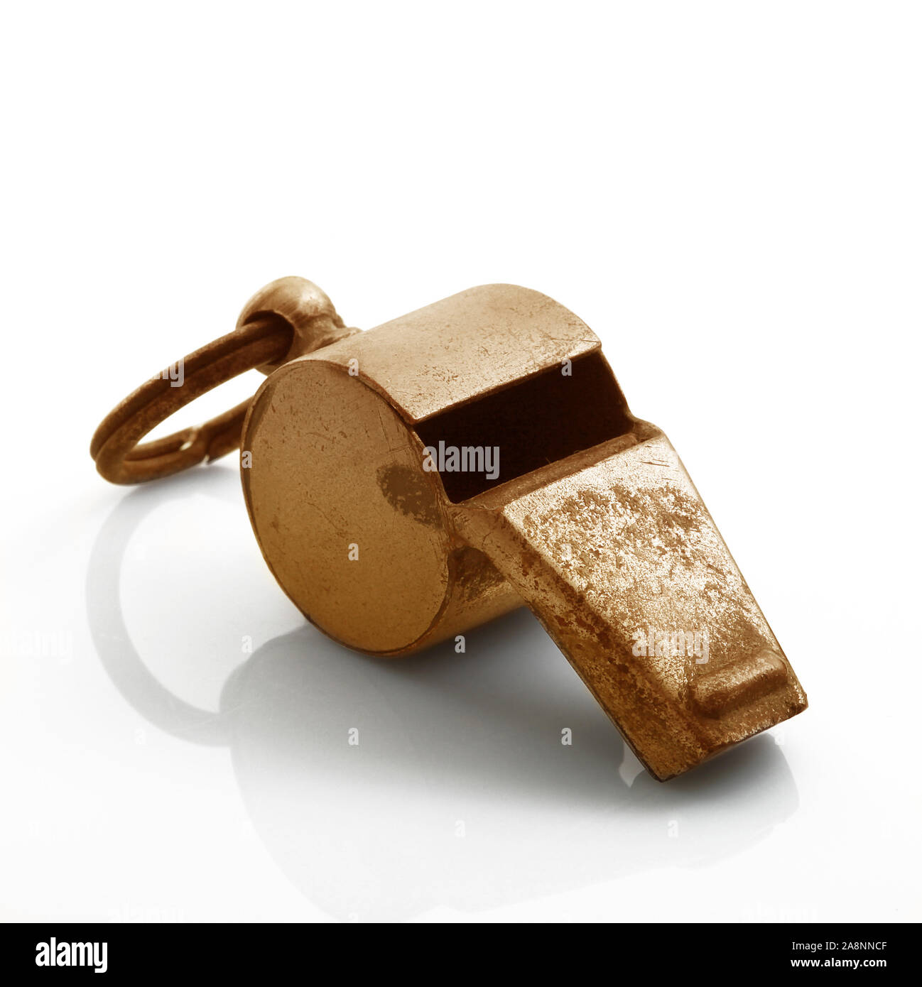 old whistle on white background Stock Photo - Alamy