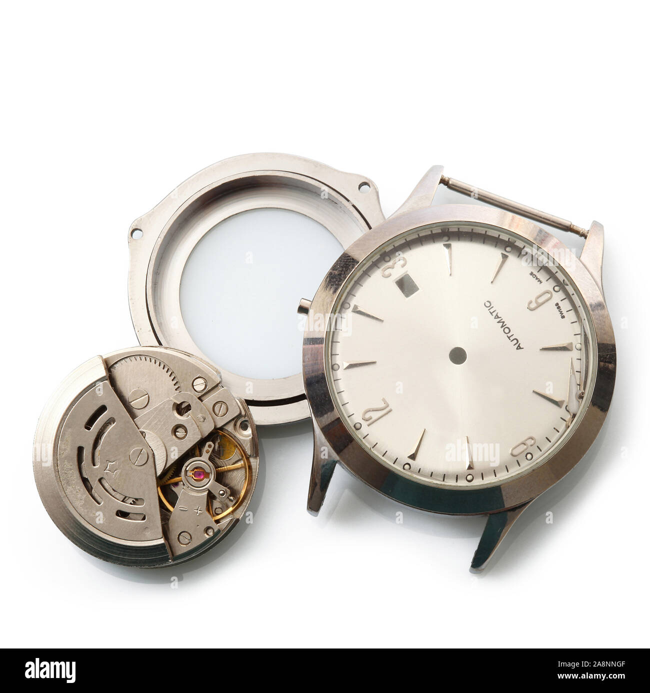 broken watch on white background Stock Photo - Alamy