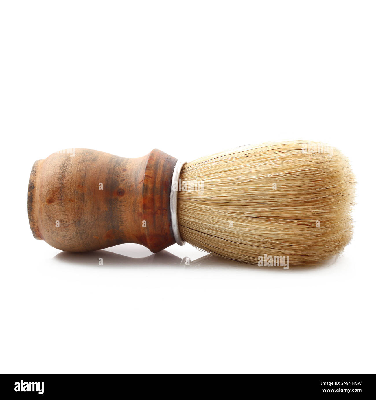 old wooden brush on white background Stock Photo - Alamy