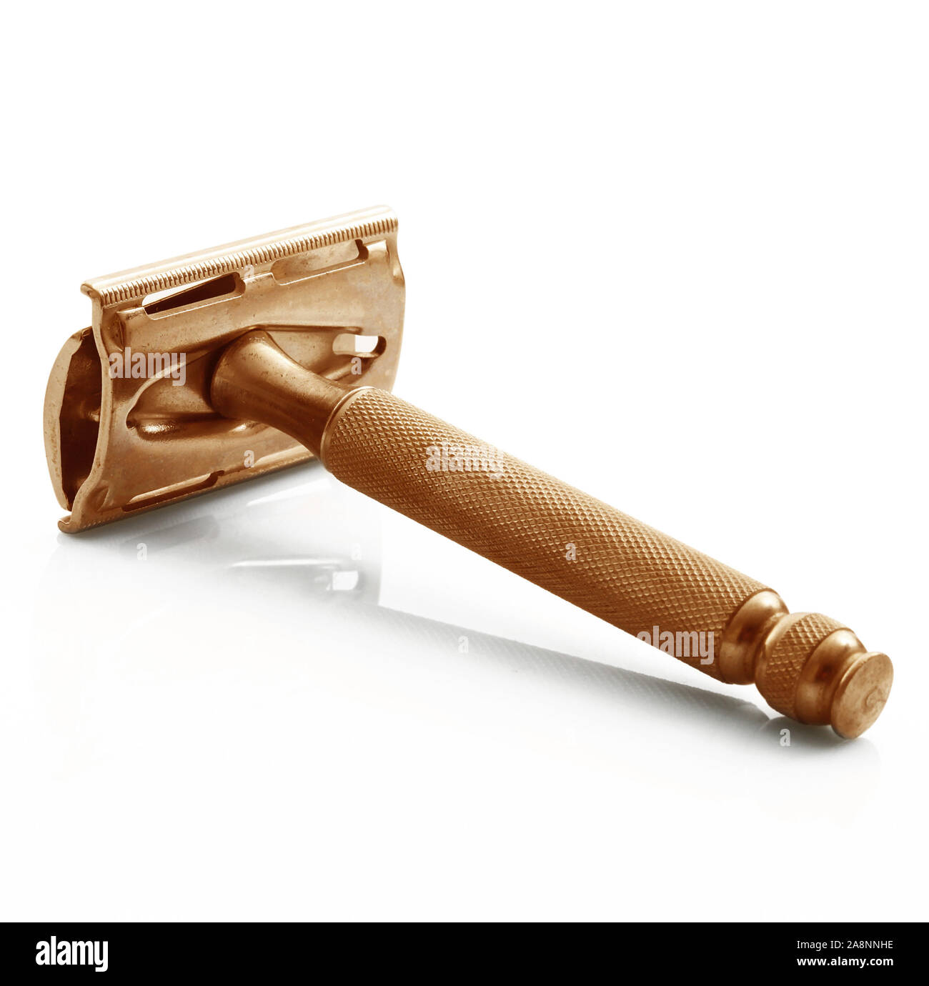 old razor on white background Stock Photo - Alamy