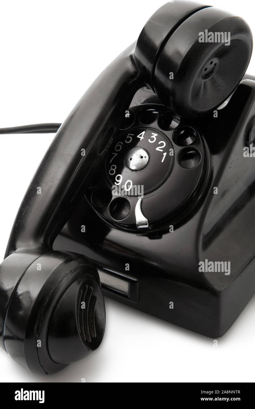 old phone on white background Stock Photo - Alamy