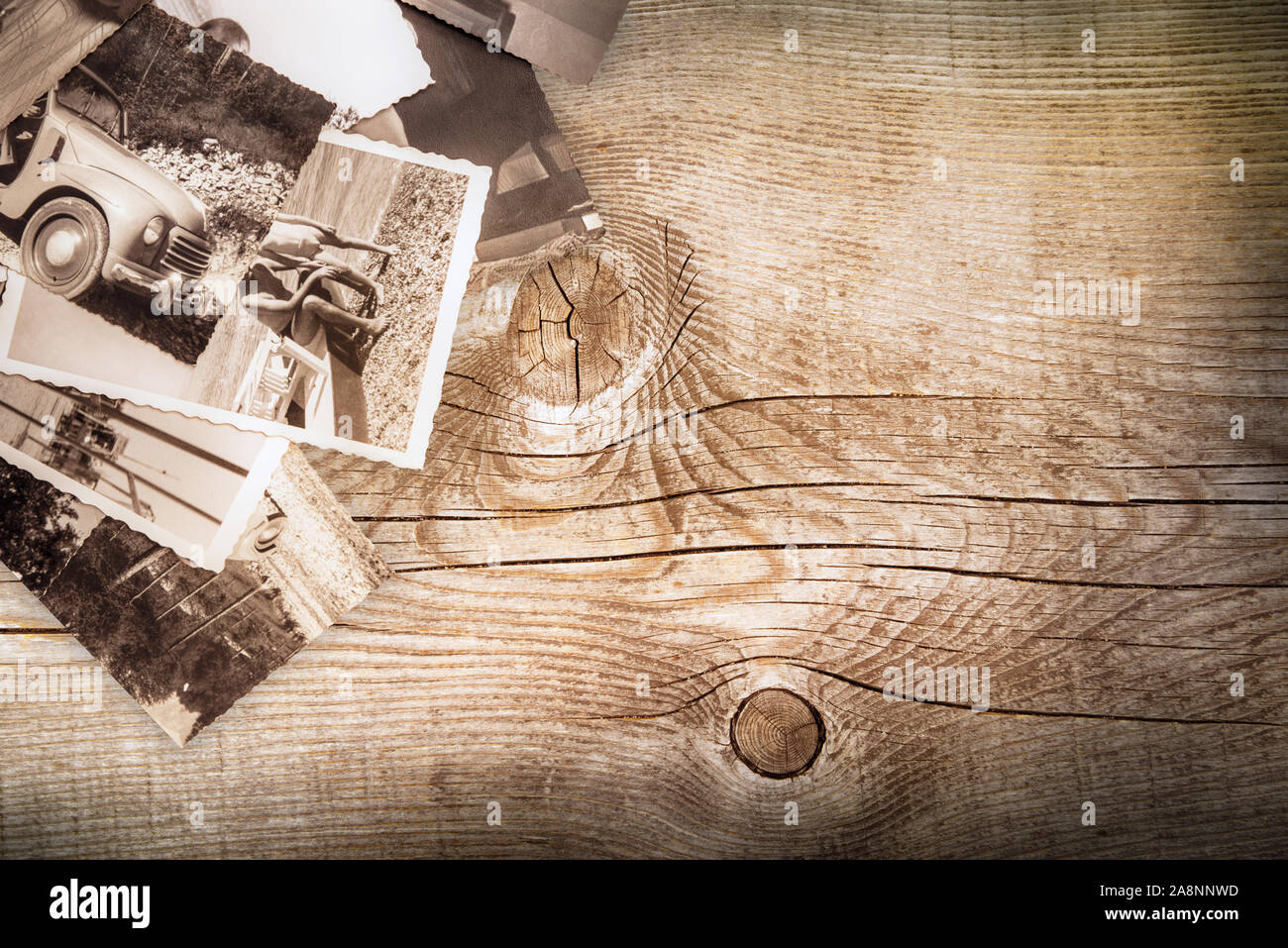old photographs vintage wooden background Stock Photo - Alamy