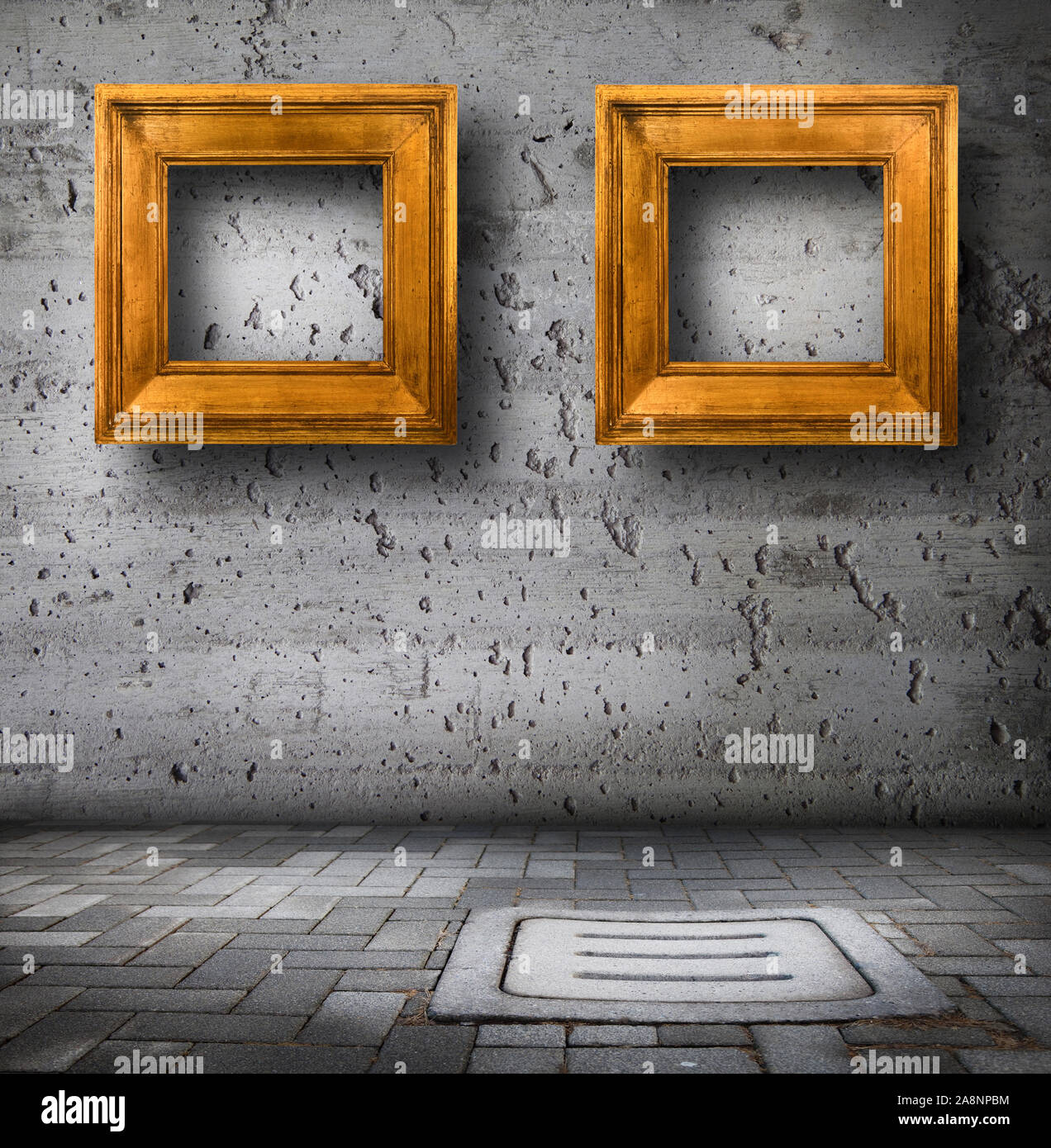 Old frames hanging on the wall Stock Photo - Alamy