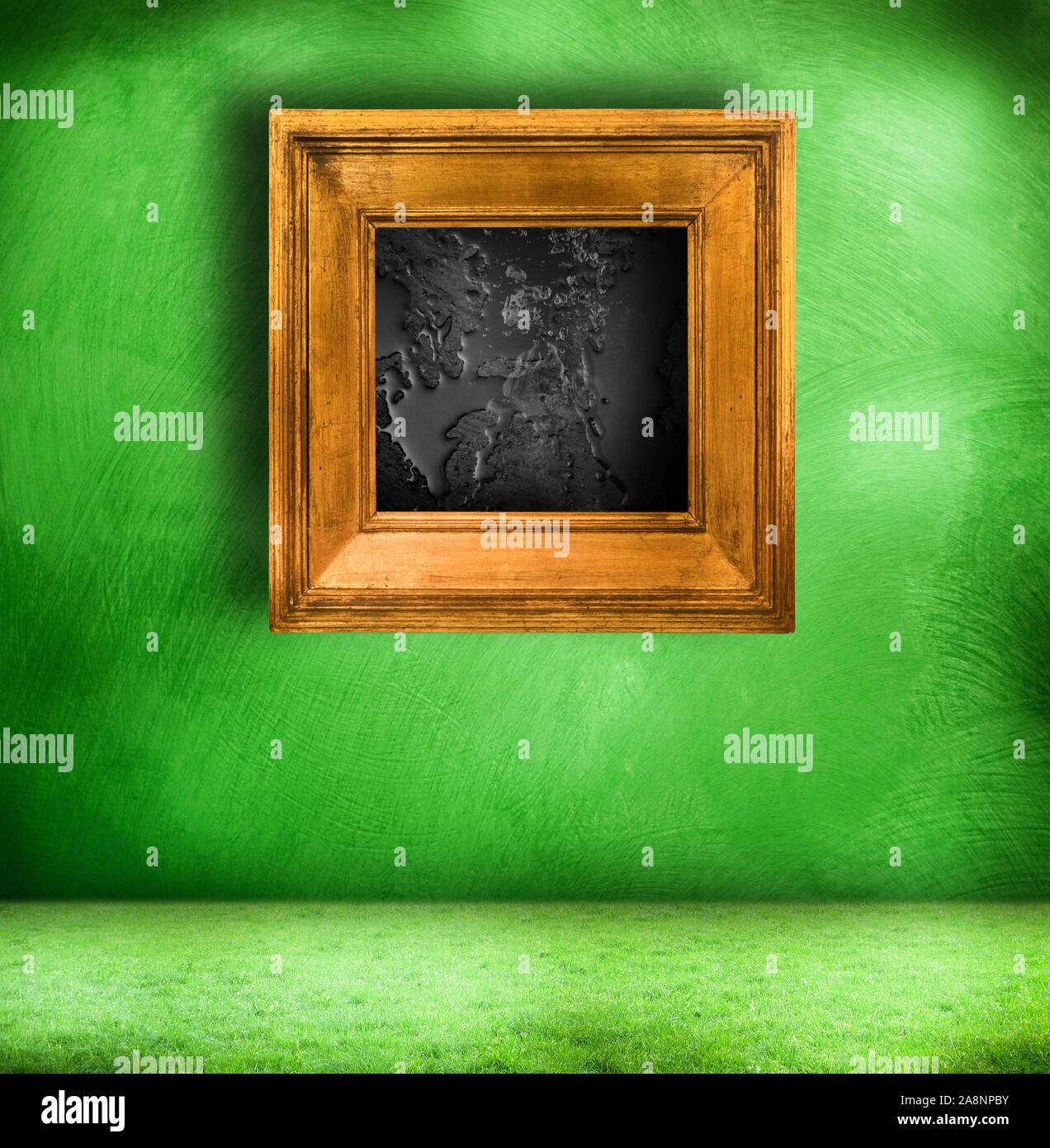 Old frame hanging on the wall Stock Photo - Alamy