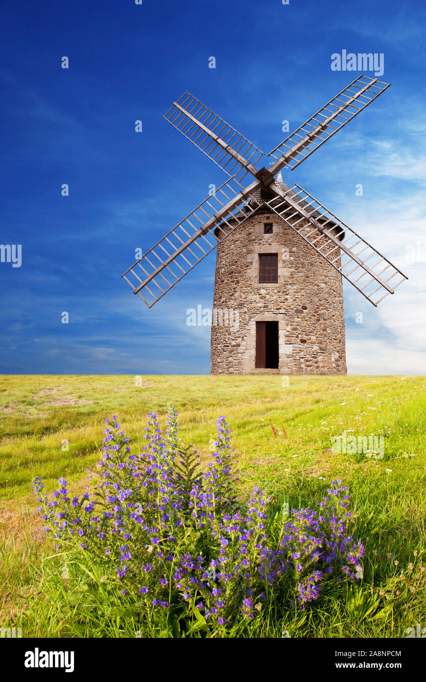 an Ancient Windmill in Normandy Stock Photo - Alamy