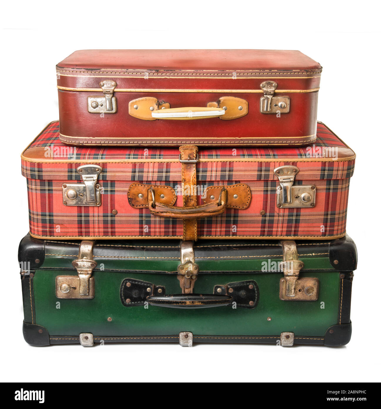 old bags on a white background Stock Photo - Alamy