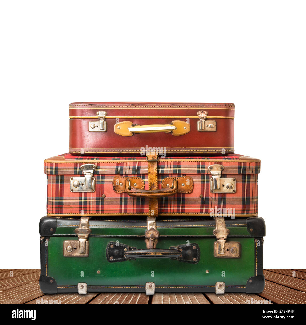 old bags on a white background Stock Photo - Alamy