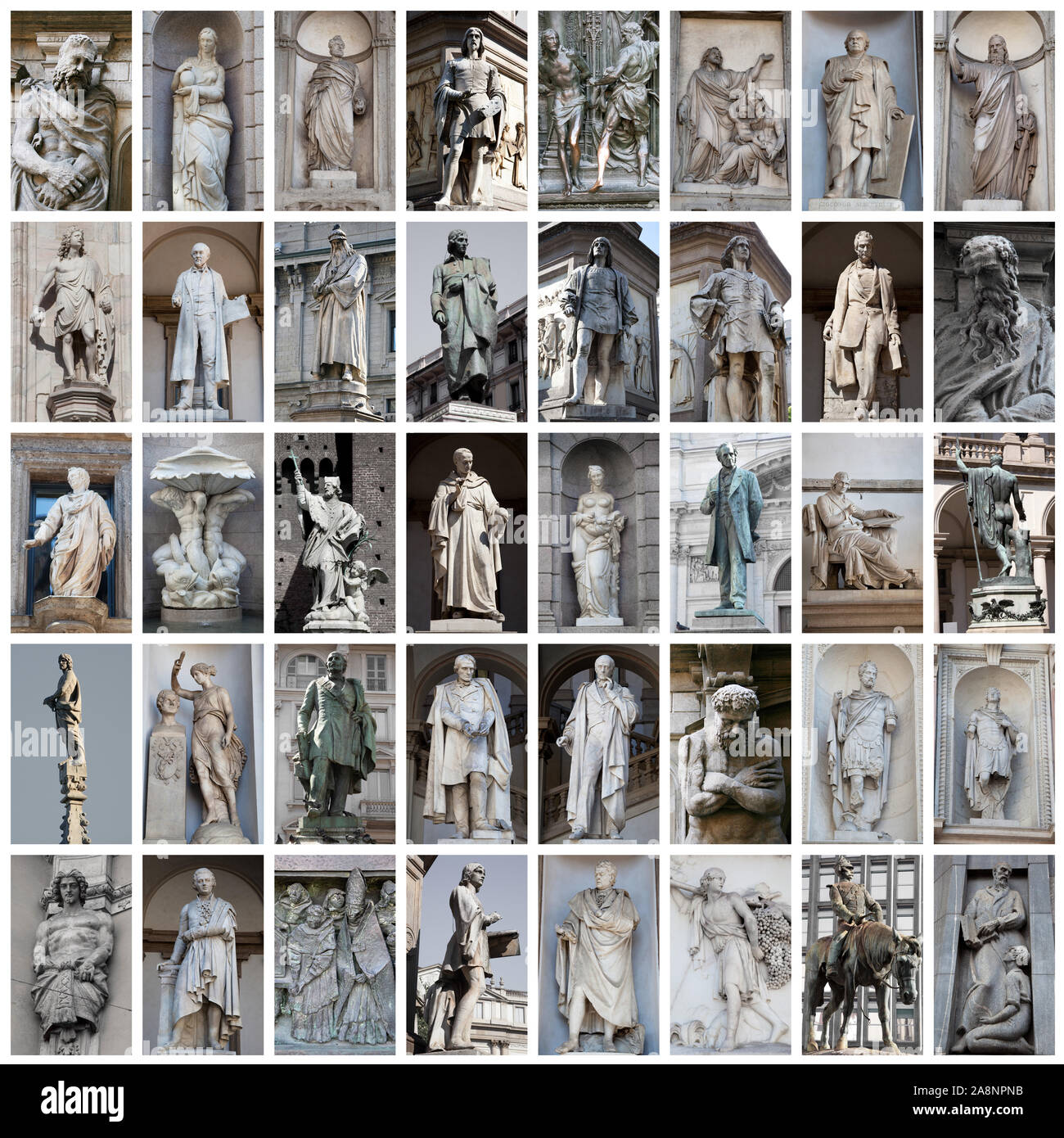 a collage of historical statues Stock Photo - Alamy