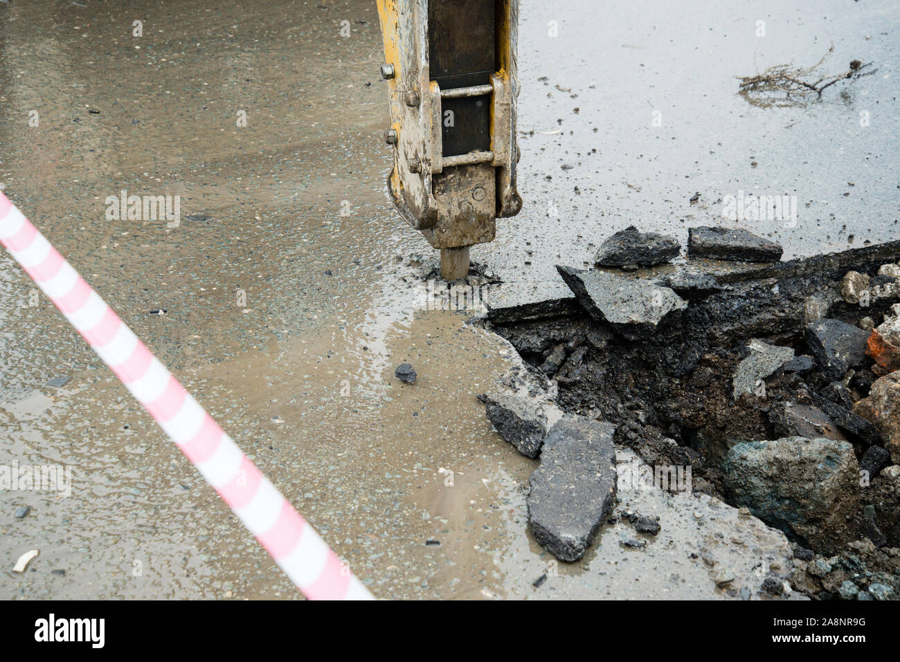 Repair of communications located under the carriageway. Road repair car ...
