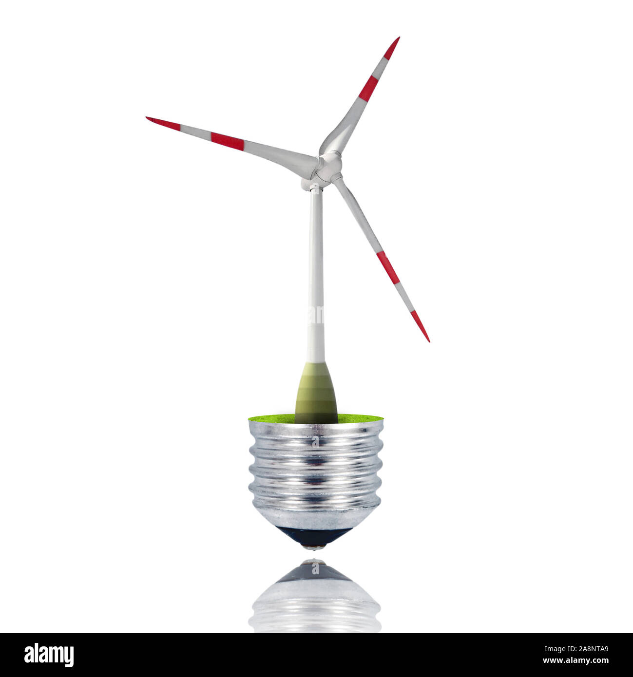 wind turbine light bulb on white background Stock Photo - Alamy